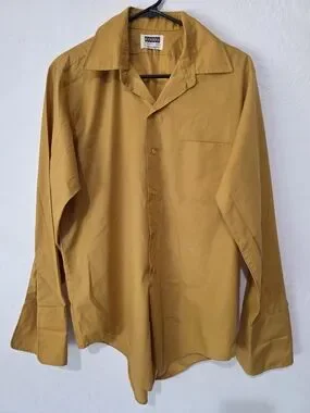 Shirts | 197s Vintage Mens Mustard Buttondown Dress Shirt | Poshmark